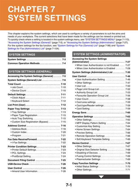System Settings Chapter 7 System Settings Sharp MX M264N User Manual