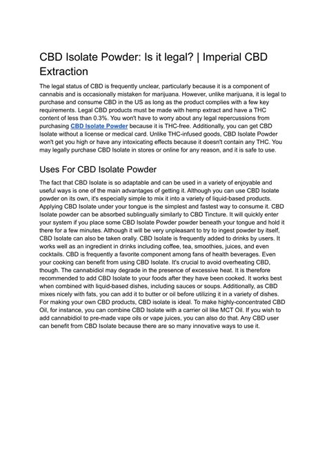 Ppt Cbd Isolate Powder Is It Legal Imperial Cbd Extraction Powerpoint Presentation Id