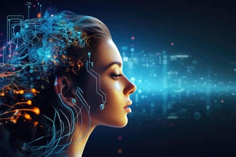 Premium Ai Image Womans Profile And Data Network Concept With Ai For Banners