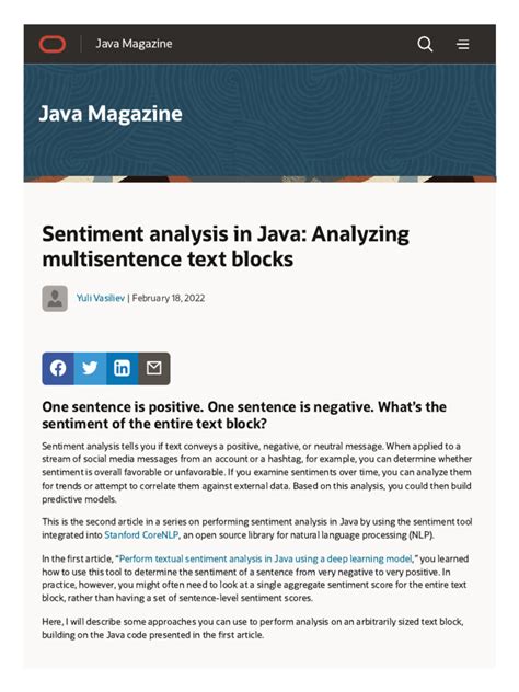 Sentiment Analysis In Java Analyzing Multisentence Text Blocks Pdf