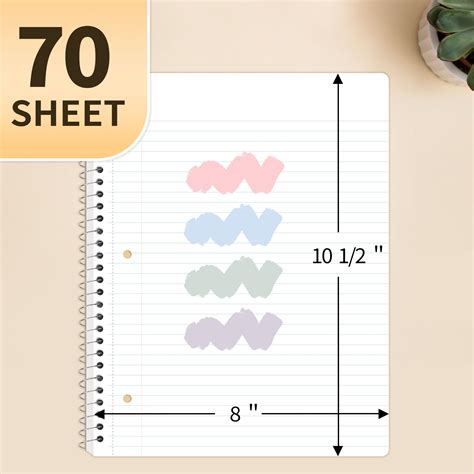 Sunee Spiral Notebooks College Ruled 1 Subject 4 Pack 8 X 10 1 2 In