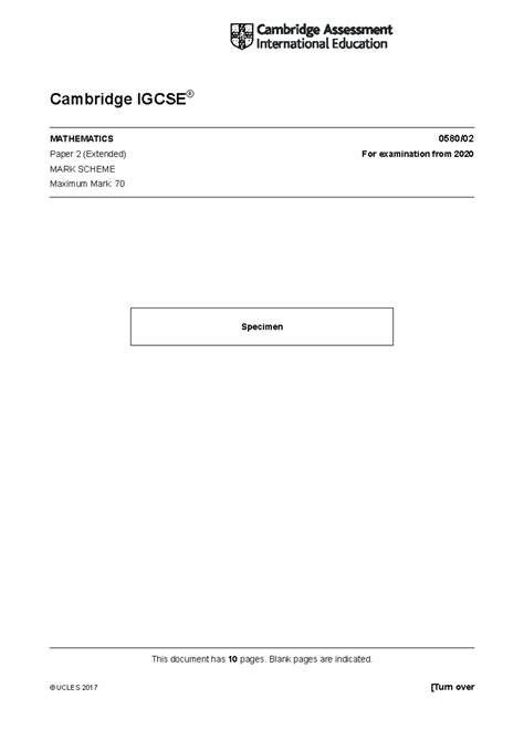 Cambridge Igcse 2025 Paper 1 Mark Scheme And Assessment Guidelines Studocu