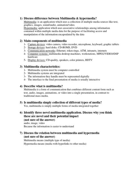 Multimedia Revision Pdf Multimedia Signal Processing