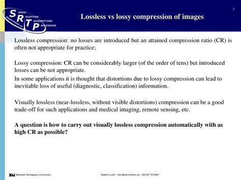 Ppt Lossy Compression Of Images Without Visible Distortions And Its