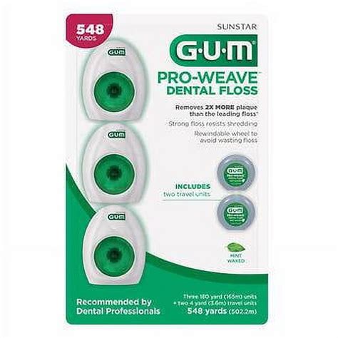Gum Pro Weave Woven Dental Floss For Teeth Mint Flavored Waxed Shred