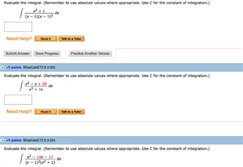 Solved Evaluate The Integral Remember To Use Absolute