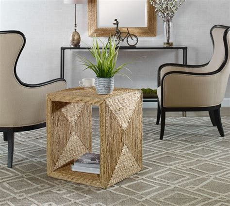 Noah Square Woven Accent Table Pottery Barn