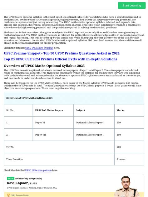 Upsc Maths Optional Syllabus Pdf Mathematics Optional Syllabus For