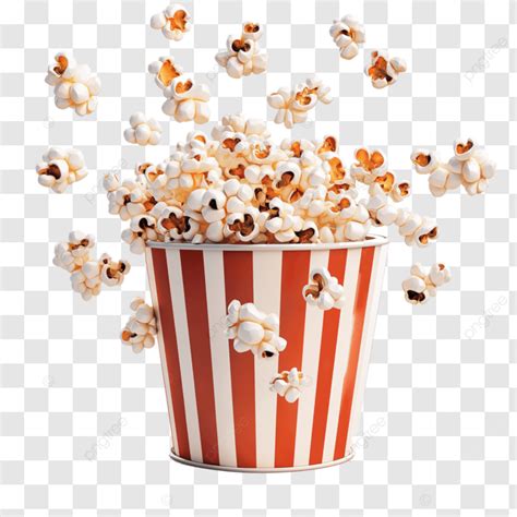 줄무늬 양동이에 3d 렌더링된 팝콘 팝콘 통 클립 아트 줄무늬 팝콘통 나는 팝콘 그림 Png 일러스트 및 이미지 에 대한