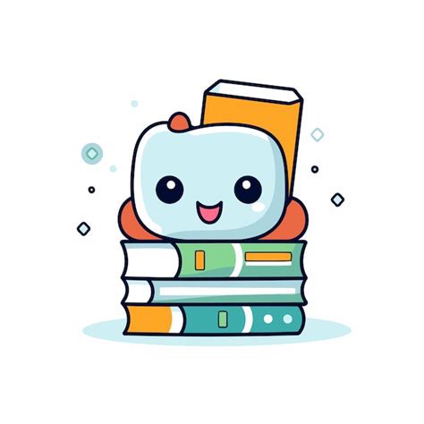 Libro lindo y pila de libros ilustración de personajes de dibujos