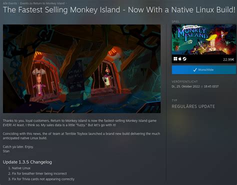 Return To Monkey Island Nun Mit Nativer Linux Version