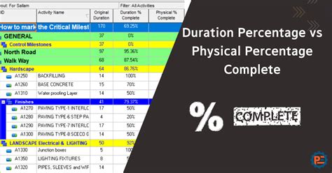 Duration Percentage Vs Physical Percentage Complete In Primavera P6 When To Use Each Planning