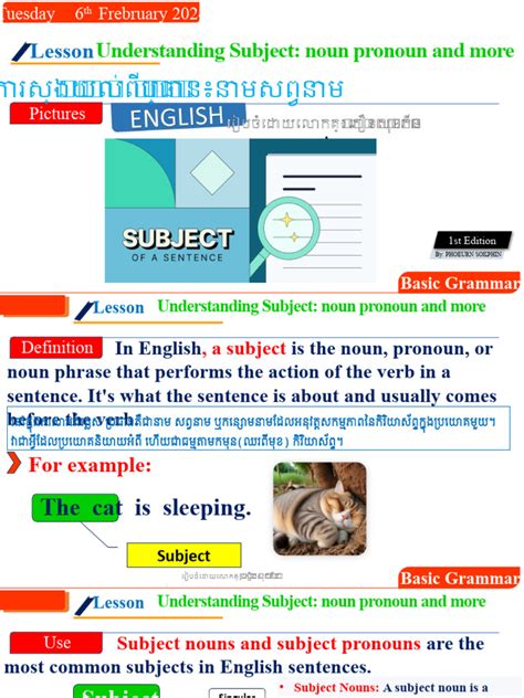 Understanding Subject Noun Pronoun And More Pdf Subject Grammar