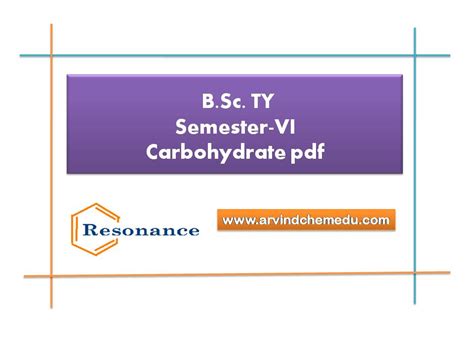 Carbohydrates Pdf Notes B Sc TY Sixth Semester