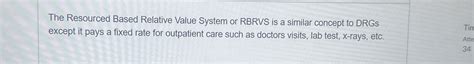 Solved The Resourced Based Relative Value System Or Rbrvs Is