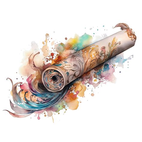 Premium Ai Image Fantasy Watercolor Scroll Illustration