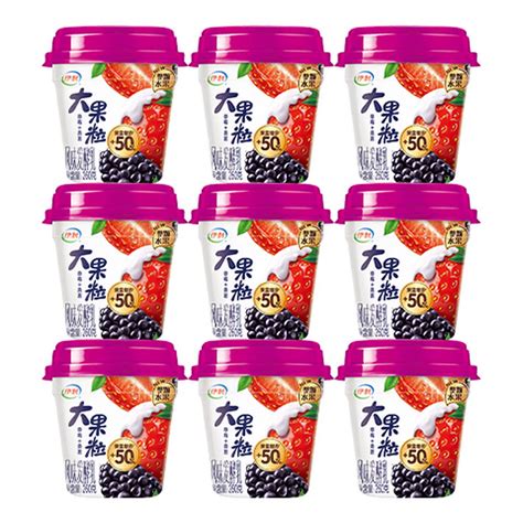 伊利大果粒酸奶风味益生菌发酵乳260g9杯草莓桑葚味酸奶源头直发包邮