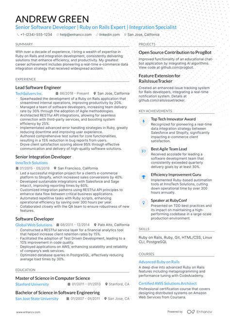 10 ruby on rails developer resume examples and guide for 2025