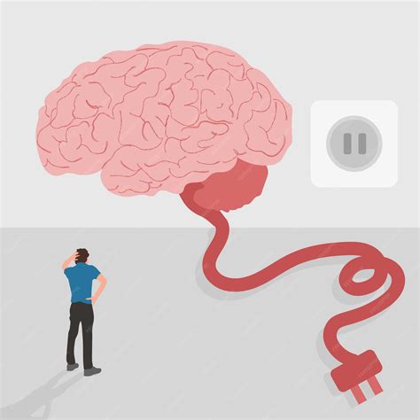 Premium Vector Mental Health Man Standing Confused Unplugged Brain