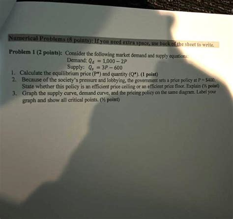 Solved Numerical Problems Points If You Need Extra Chegg Com
