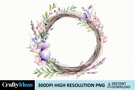 Watercolor Spring Wreath Clipart Graphic By Craftyideas · Creative Fabrica