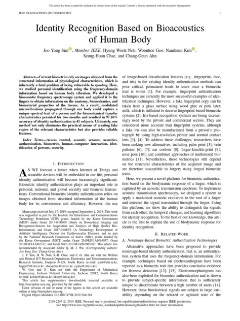 Identity Recognition Based On Bioacoustics Of Human Body Pdf Spectral Density Support