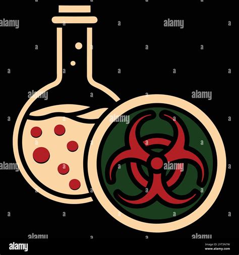Scientific Vector Illustration Of Laboratory Flask And Microscopic View