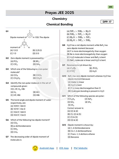 chemical bonding dpp 17 of lec 24 prayas jee 2025 pdf