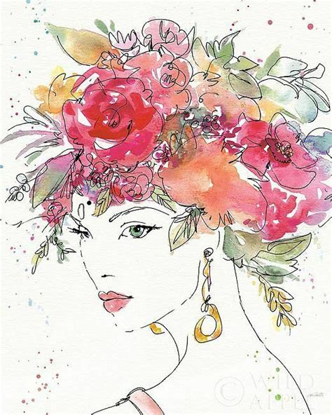 Anne Tavoletti Floral Figures Ii Keilrahmen Bild Leinwand Frau Portrait Blumen Affiche