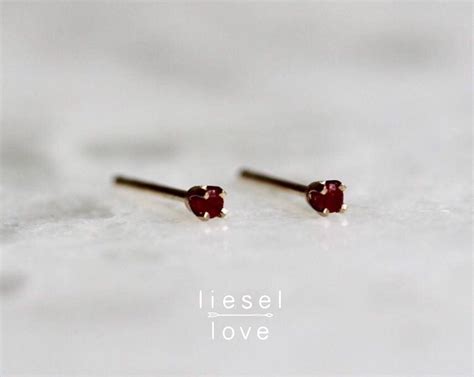 14k Gold Tiny Ruby Studs Ruby Studs Ruby Jewelry Stud Earrings