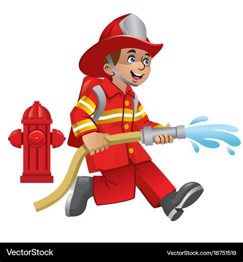 Cute Cartoon Of Firefighter Royalty Free Vector Image