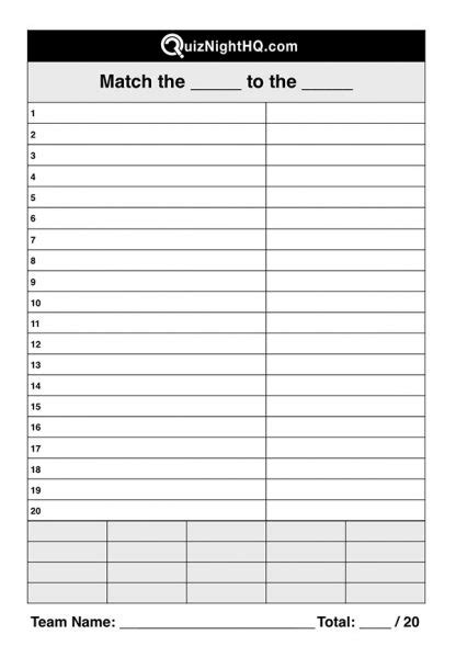 QuizNightHQ Table Question Templates QuizNightHQ