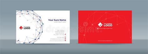Double Sided Business Card Templates With Red And Blue Dots Connected