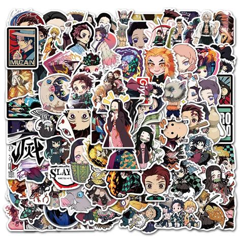 Anime Stickers 100pcs Jujutsu Kaisen One Piece Demon Slayer Hunter X
