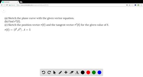 solved a sketch the plane curve with the given vector equation b