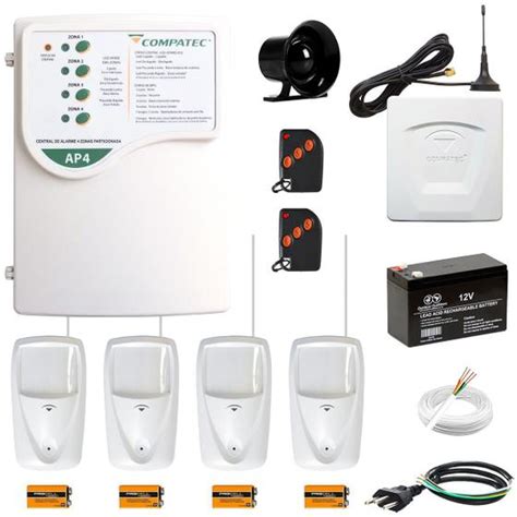 Kit Alarme Residencial Discadora Sensores Pet Sem Fio Compatec Alarme Residencial