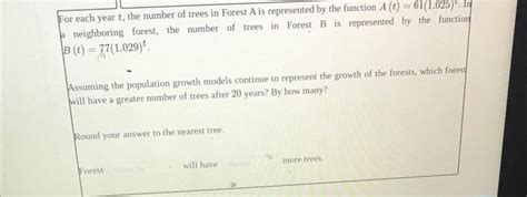 Solved For Each Year T The Number Of Trees In Forest A Is