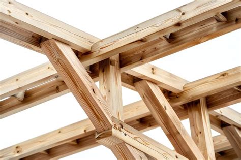 Wooden Structure Framework Isolated On White Background Premium AI