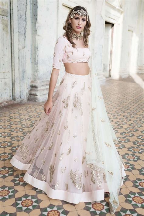 Buy Prathyusha Garimella Green Pastel Pink Lehenga Set Online Aza