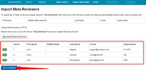 chair how to import meta reviewers microsoft conference management
