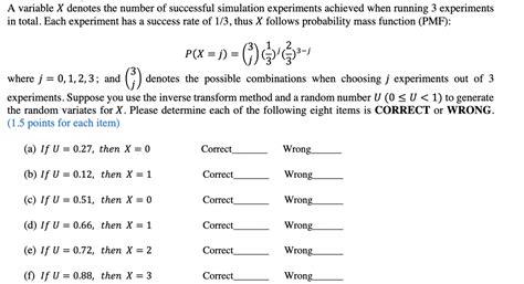 Solved A Variable X Denotes The Number Of Successful