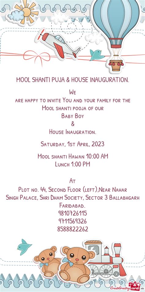 Mool Shanti Puja And House Inauguration Free Cards
