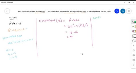 Solved Find The Value Of The Discriminant Then Determine The Number And Type Of Solutions Of