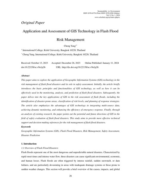 Pdf Application And Assessment Of Gis Technology In Flash Flood Risk Management
