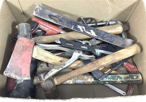 Lot Hand Tools Pry Bar Hacksaw Hammers