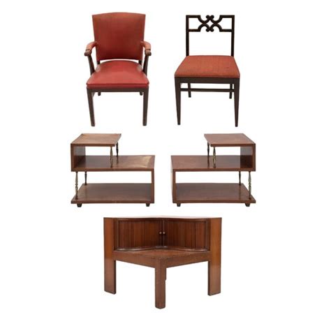 Lote De 5 Piezas Siglo Xx Elaboradas En Madera Consta De Silla