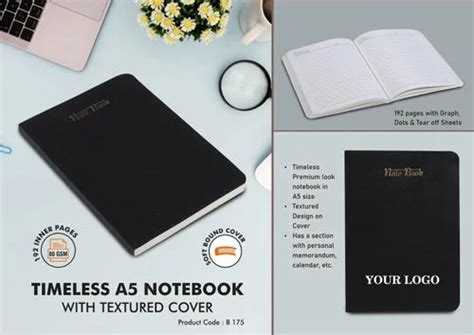 C4w Enterprises Timeless A5 Notebook With Textured Cover Graph Dots