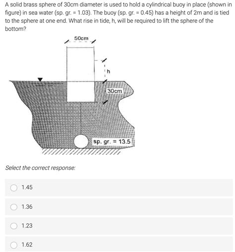 Solved A Solid Brass Sphere Of 300m Diameter Is Used To Hold A
