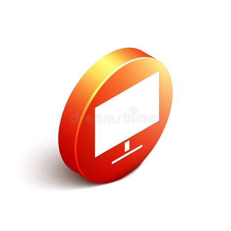 Isometric Computer Monitor Screen Icon Isolated On White Background Electronic Device Front