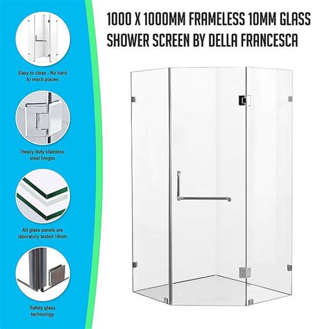 1000 X 1000mm Frameless 10mm Glass Shower Screen By Della Francesca